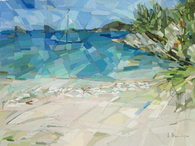 Paintings of Beach Views done in a natural cubism - by E. Henenr